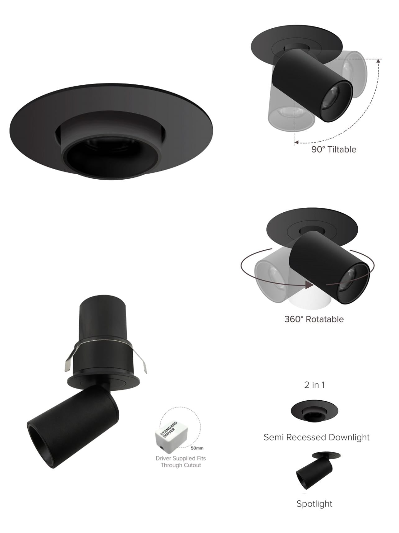 Introducing Our Matt Black Innovative 5W LED Recessed Spot/Downlight ...