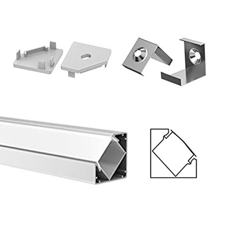 2 Meters LED Corner 45 Degree Aluminum Profile Chanel with Diffuser, A ...