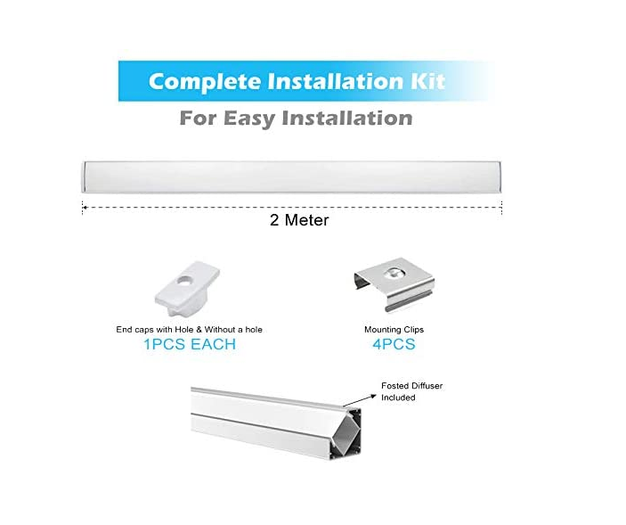 2 Meters LED Corner 45 Degree Aluminum Profile Chanel with Diffuser, A ...