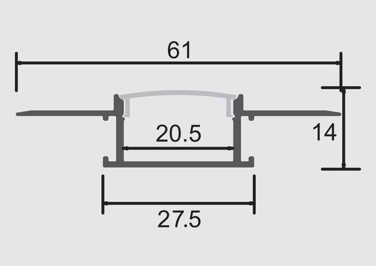 2 Metres Trimless 20MM Wide Plaster-In Aluminum LED Profile Channel wi ...
