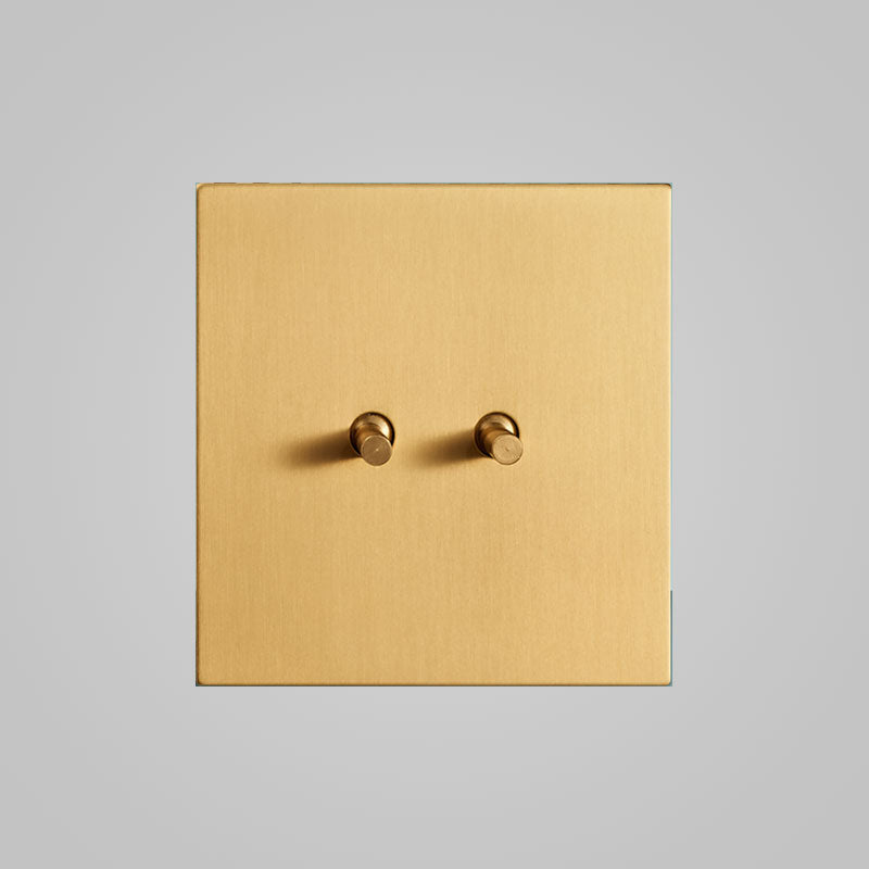 2 Gang 2 Way Intermediate Toggle Light Switch Brushed Brass / Matte Go ...