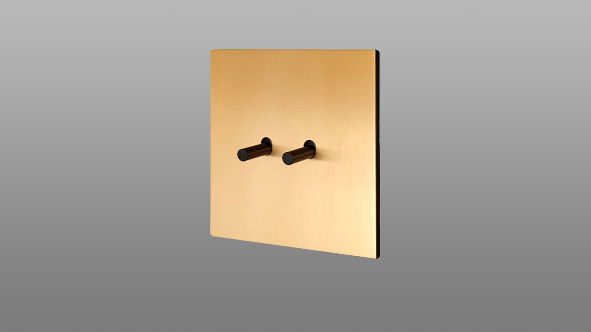 2 Gang 2 Way Intermediate Toggle Light Switch Matt Black Toggle with B ...