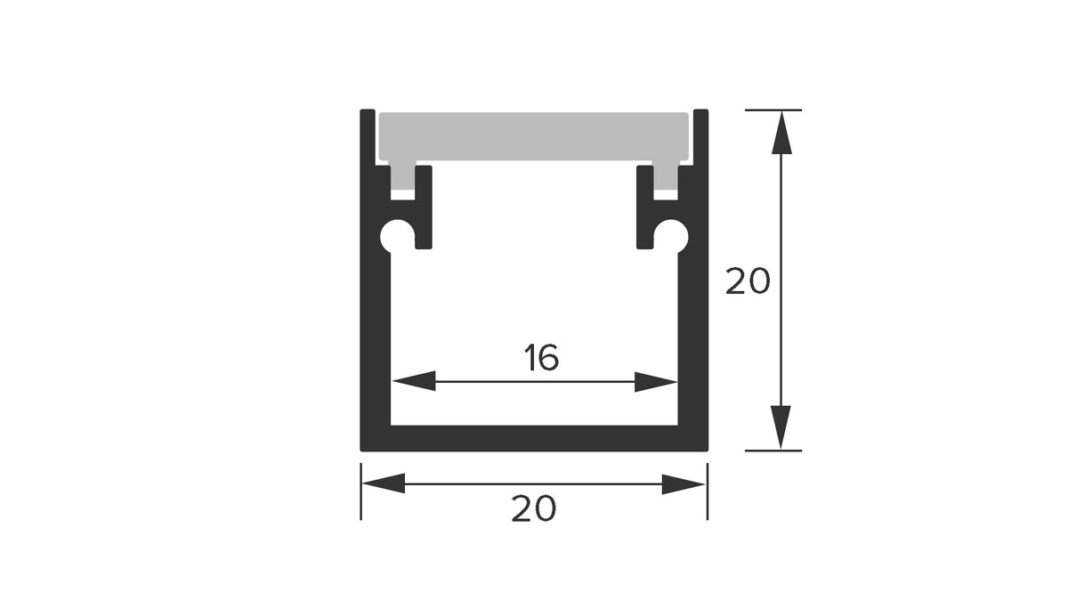 2 Metres IP65 Walk Over Recessed Profile W20 x D20 Include End Caps ...